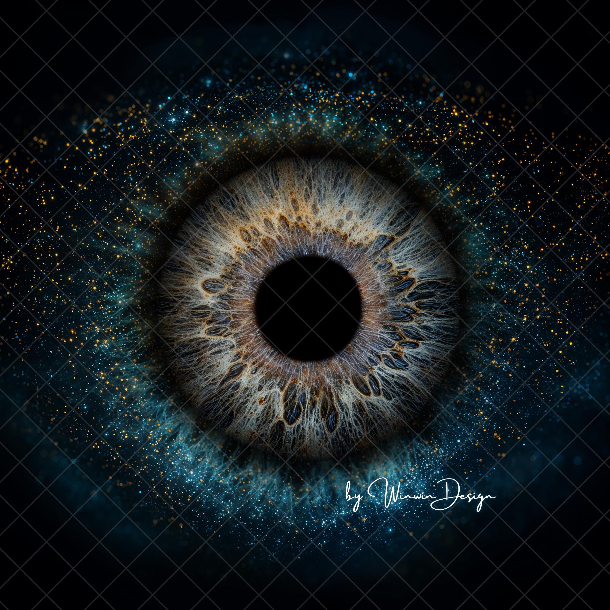 Glittering Iris Overlay Frame – Transparent Center for Easy Eye Insert ...