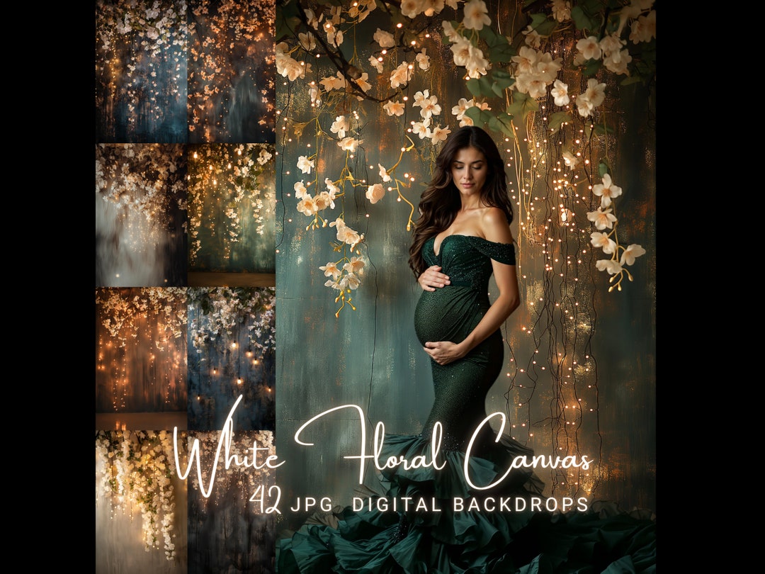 Floral Maternity Digital Backdrop, Fine Art Flower Overlay Background ...