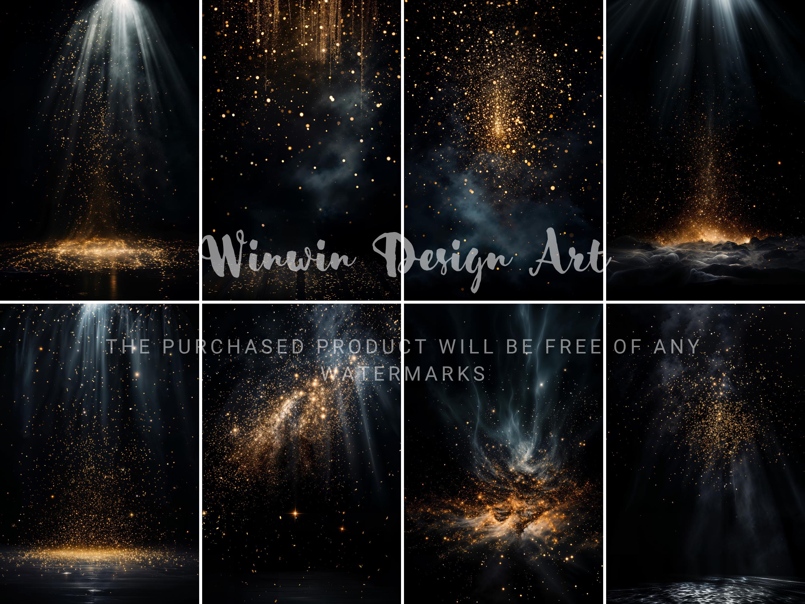 Midnight Stardust Photography Backdrop Glittering Digital Background ...