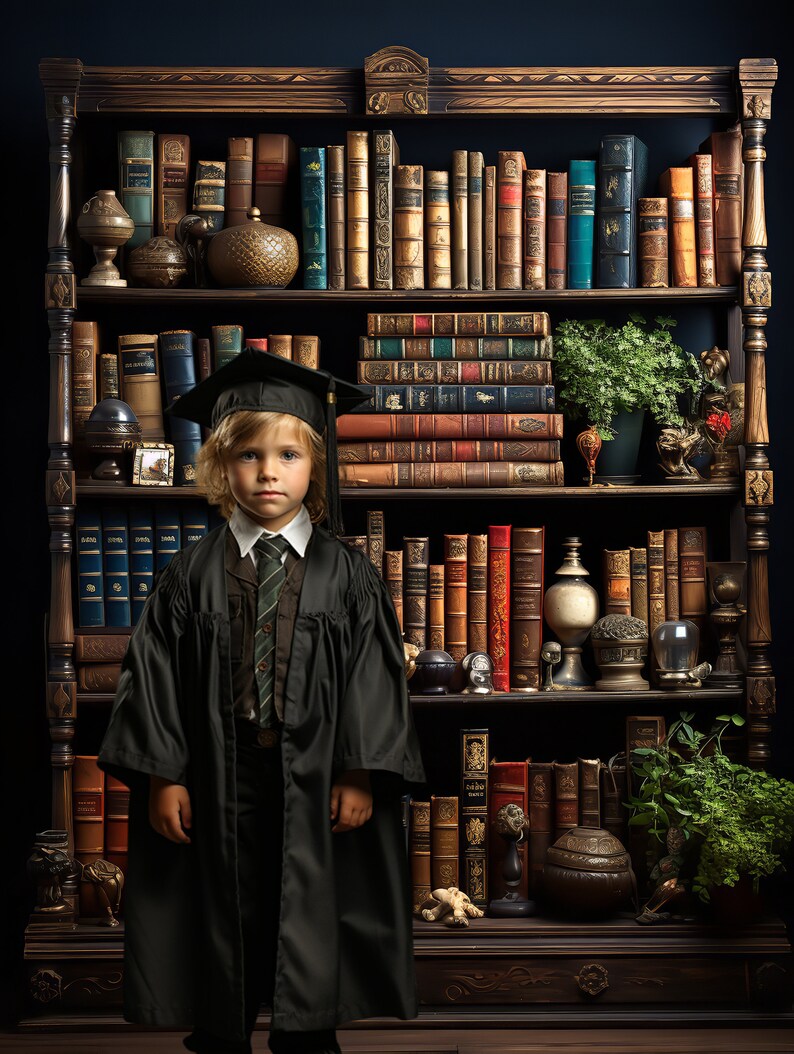 Classic Bookshelf Digital Photography Background Graduation Photography ...