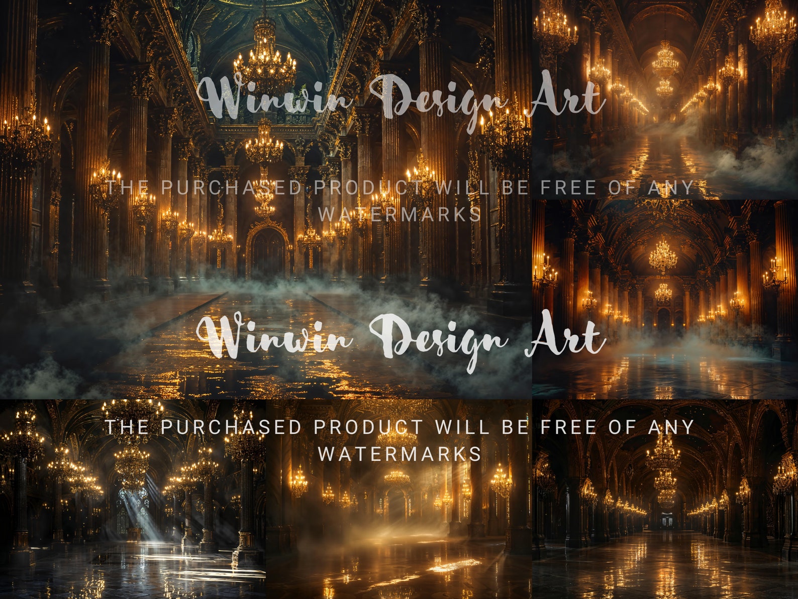 Dark Castle Digital Photography Backdrop Castle Hall Digital Background ...