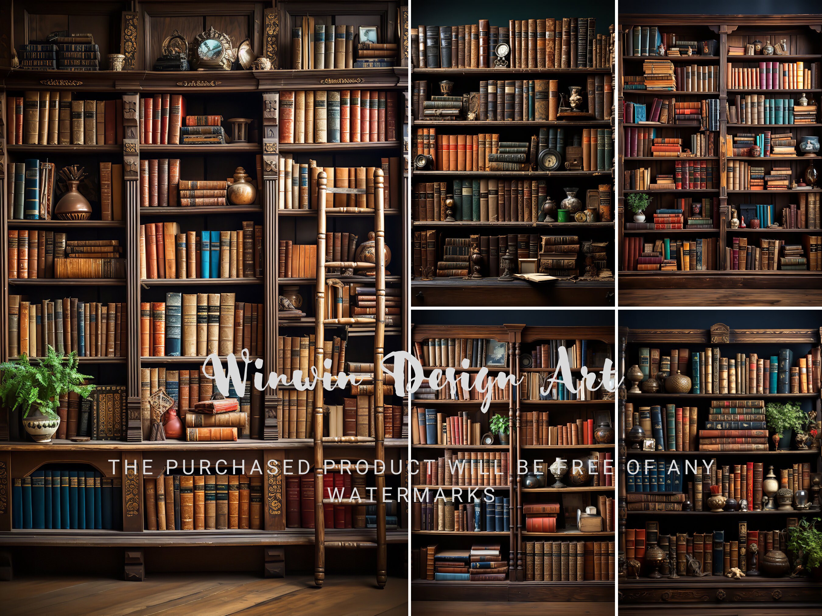 Classic Bookshelf Digital Photography Background Graduation Photography ...