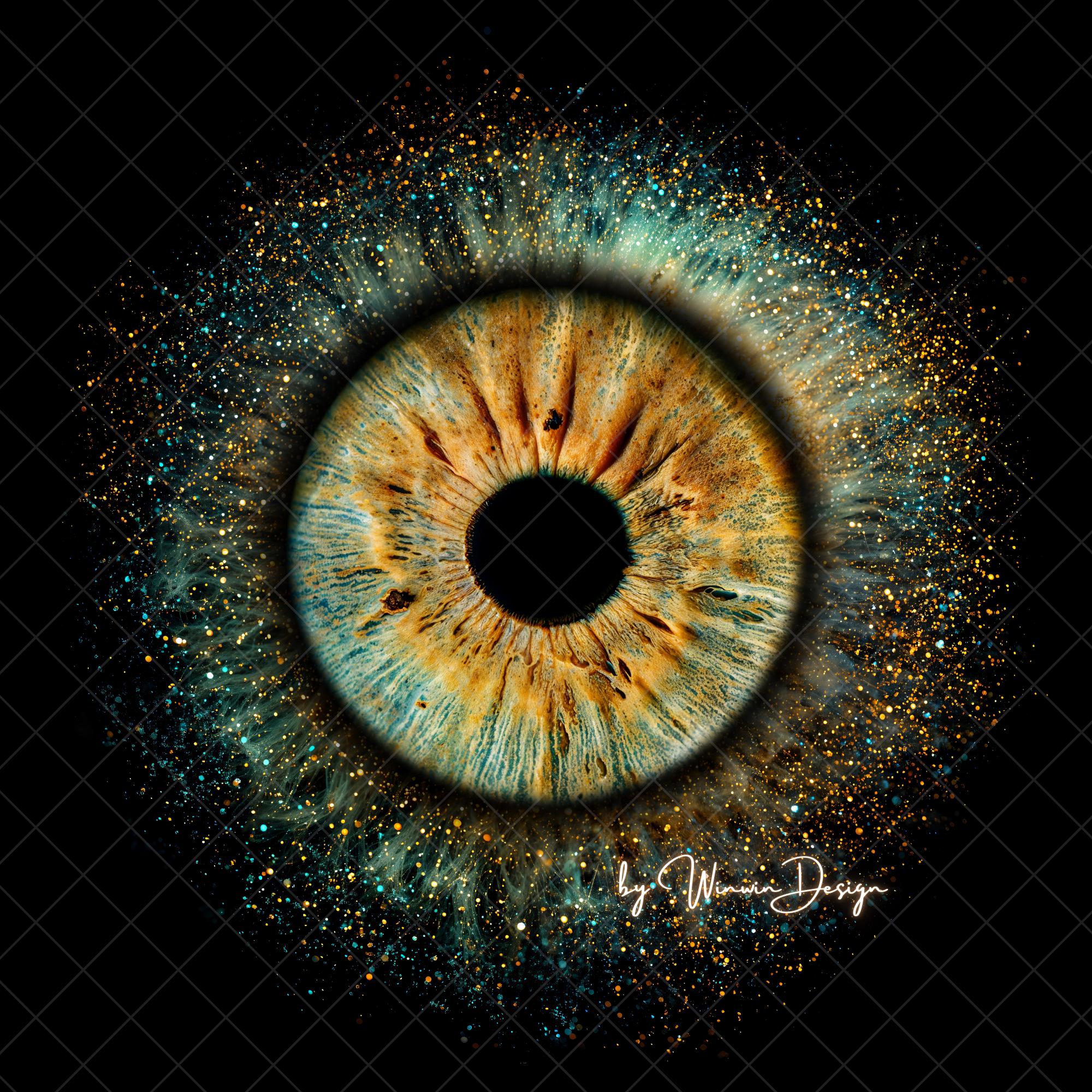 Glittering Iris Overlay Frame – Golden Green Stardust Easy Eye Insert ...