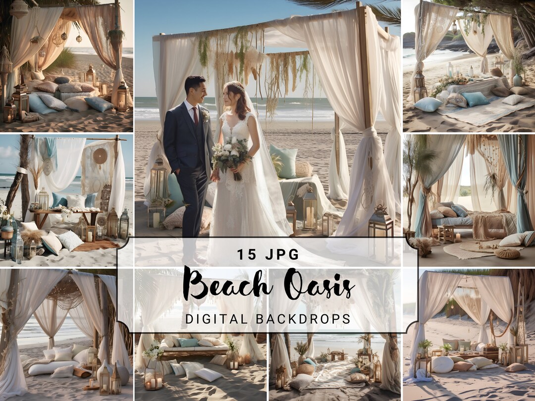 Beach Oasis Digital Backdrops Beach Side Photography Backgrounds Boho ...