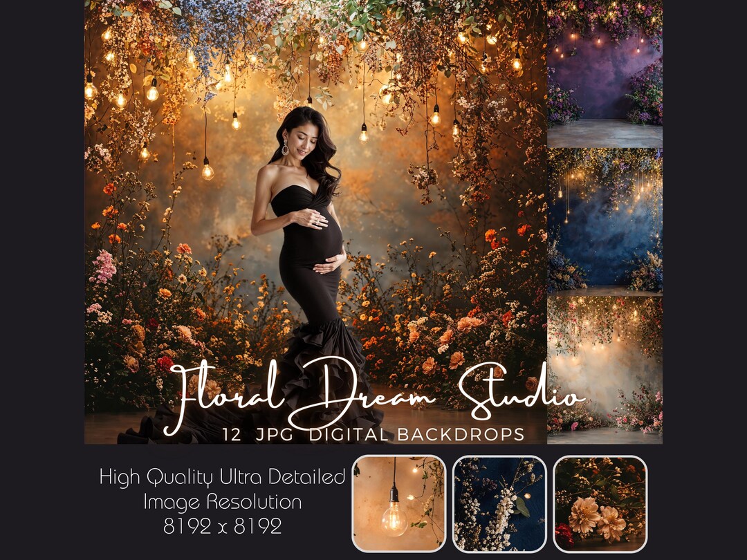 Floral Dreams Studio Digital Backdrop – Maternity Background Overlay ...