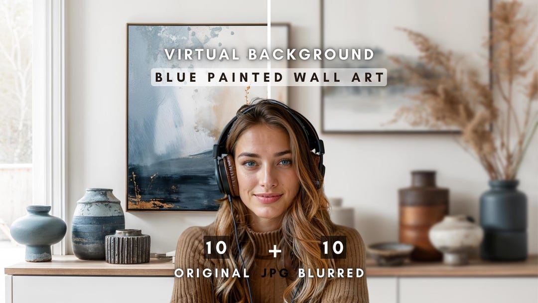 Blue Painted Wall Art Zoom Background for Virtual Meetings, Wall ...