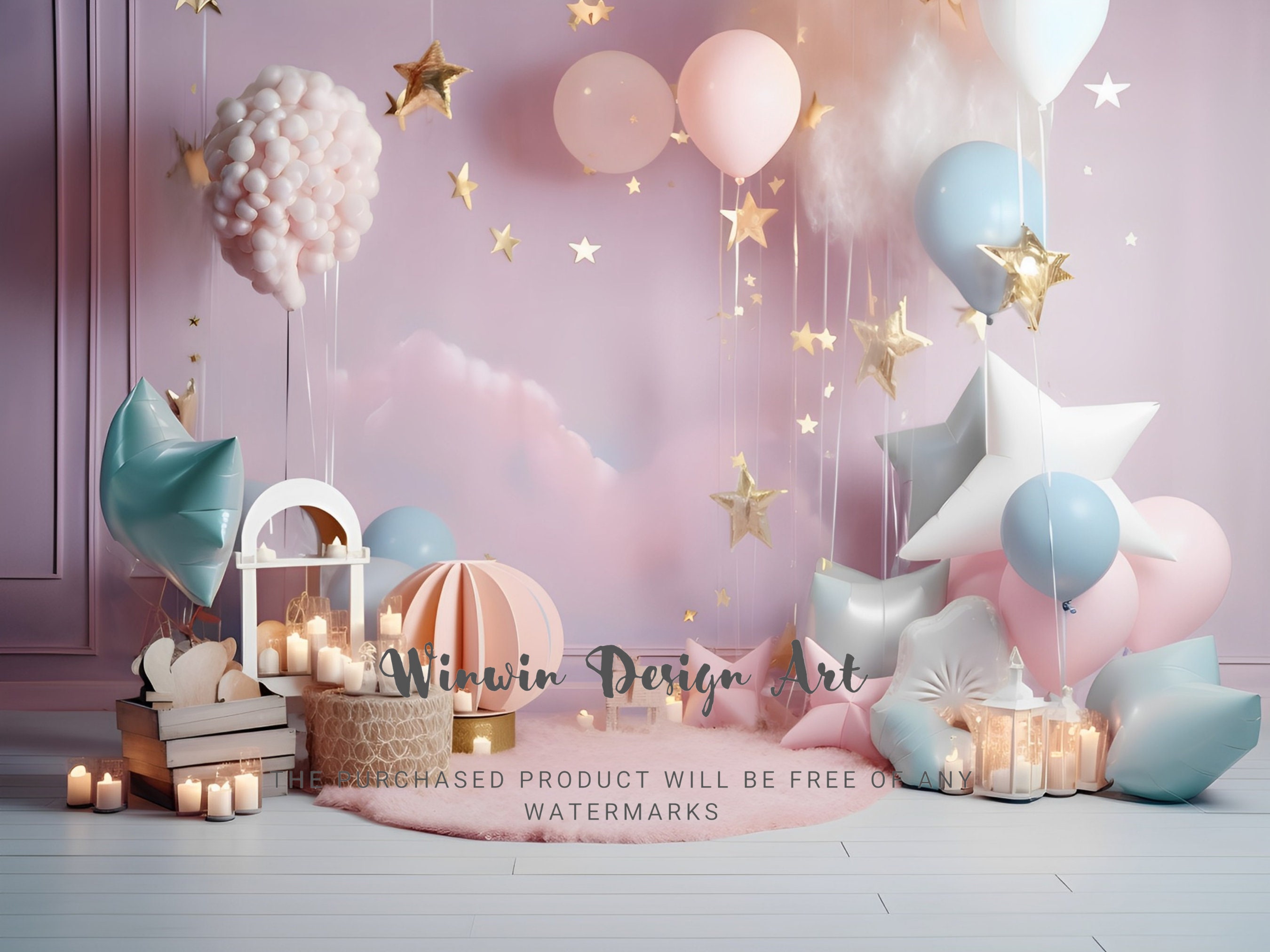 Dreamy Stars Digital Photography Backdrop Balloons Cake Smash - Etsy