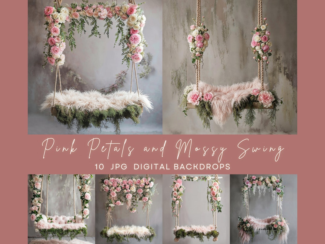 Pink Floral Swing Newborn Digital Photography Backdrop Newborn ...