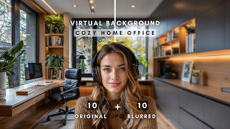 Home Office Virtual Background – Cozy Zoom Backdrop, Google Meet ...