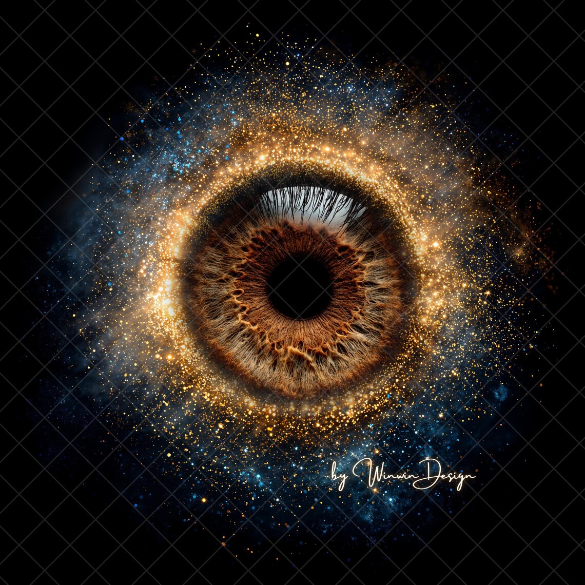 Glittering Iris Overlay Frame – Transparent Center for Macro Eye Insert ...