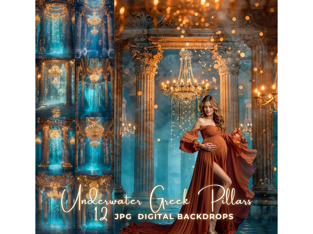 Ancient Pillars Digital Photography Background Underwater Castle Hall ...