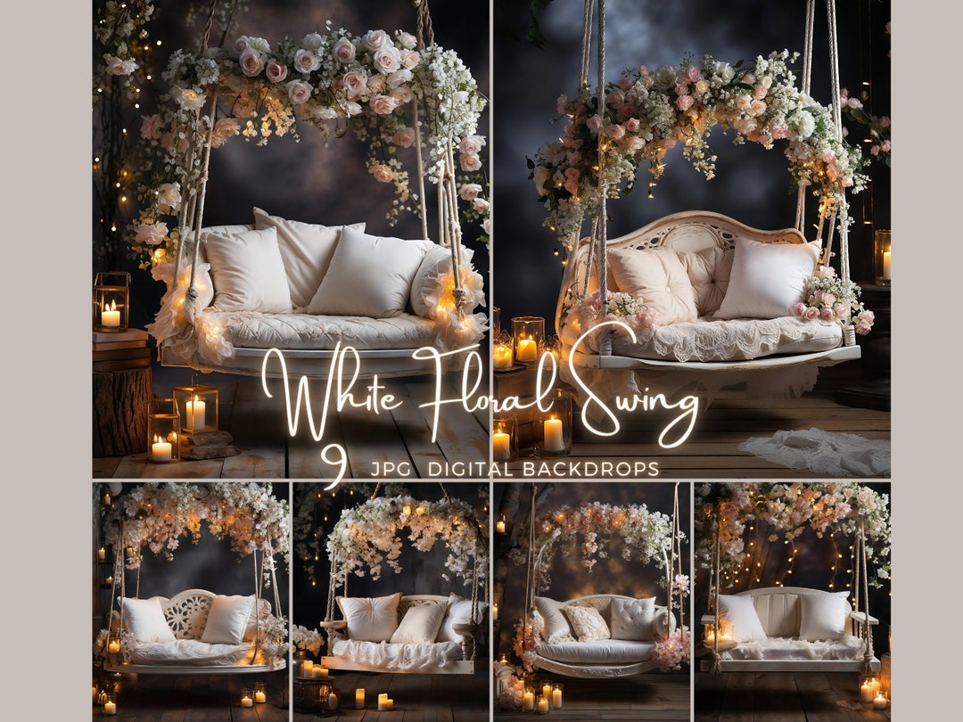 Floral Swing Digital Backdrop Newborn Swing Digital Background Baby ...