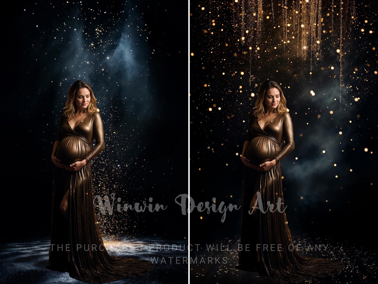 Midnight Stardust Photography Backdrop Glittering Digital Background ...