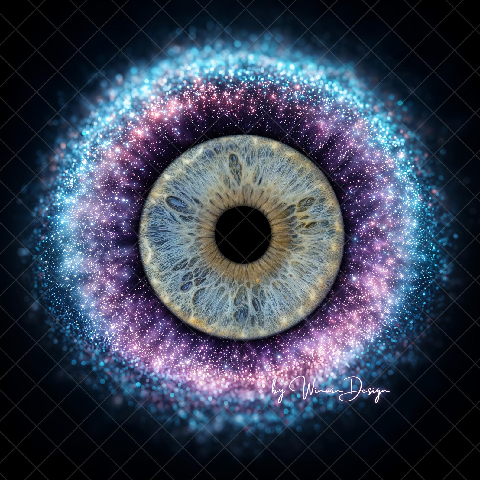 Glittering Iris Overlay Frame – Transparent Center for Easy Eye Insert ...