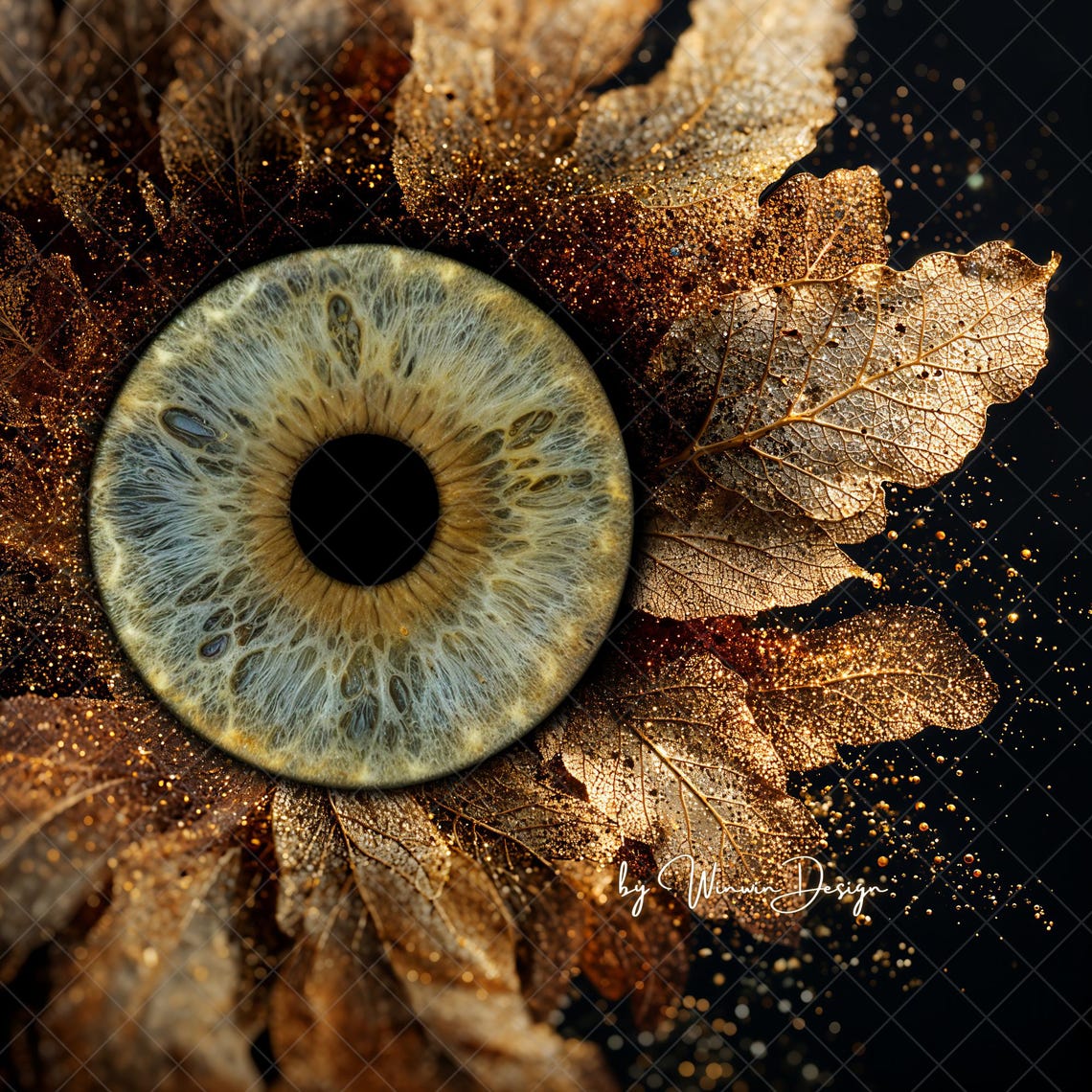 Digital Eye Iris Overlay Backdrop – Autumn Leaves Eye Insert ...