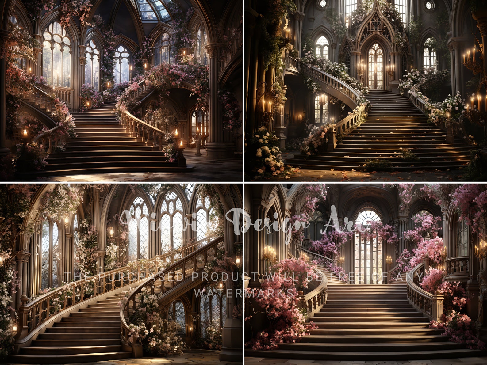 Fairy Tale Castle Staircase Digital Backdrop Grand Staircase Digital ...