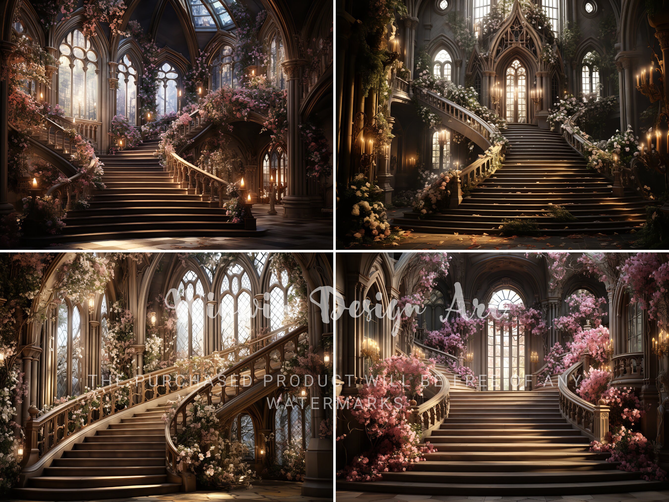 Fairy Tale Castle Staircase Digital Backdrop Grand Staircase Digital ...