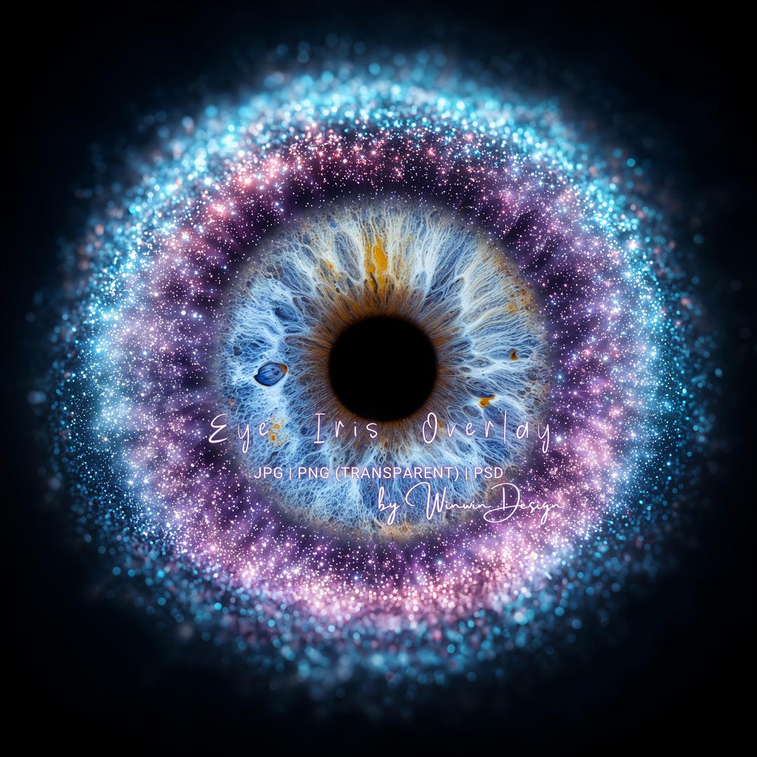 Glittering Iris Overlay Frame – Transparent Center for Easy Eye Insert ...