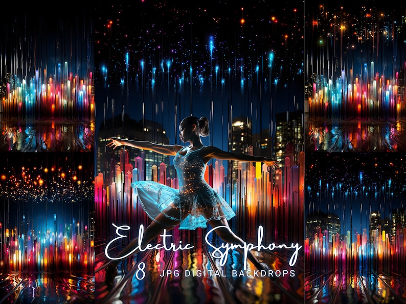 Colorful Fountain Digital Backdrop Musical Rainbow Digital Background ...