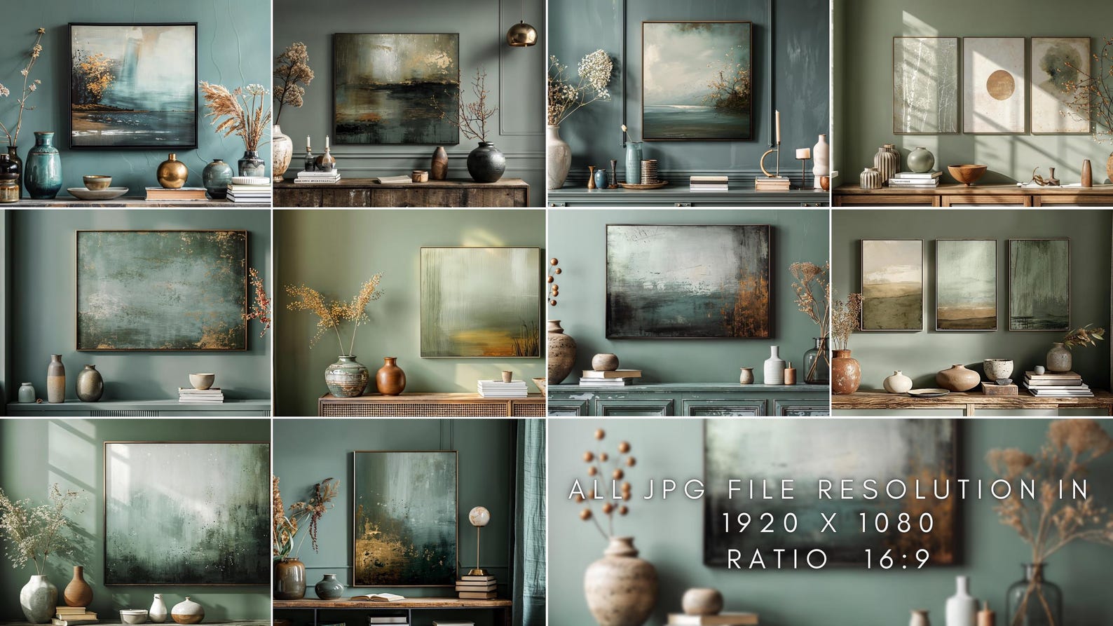 Green Painted Wall Art Zoom Background for Virtual Meetings, Wall ...