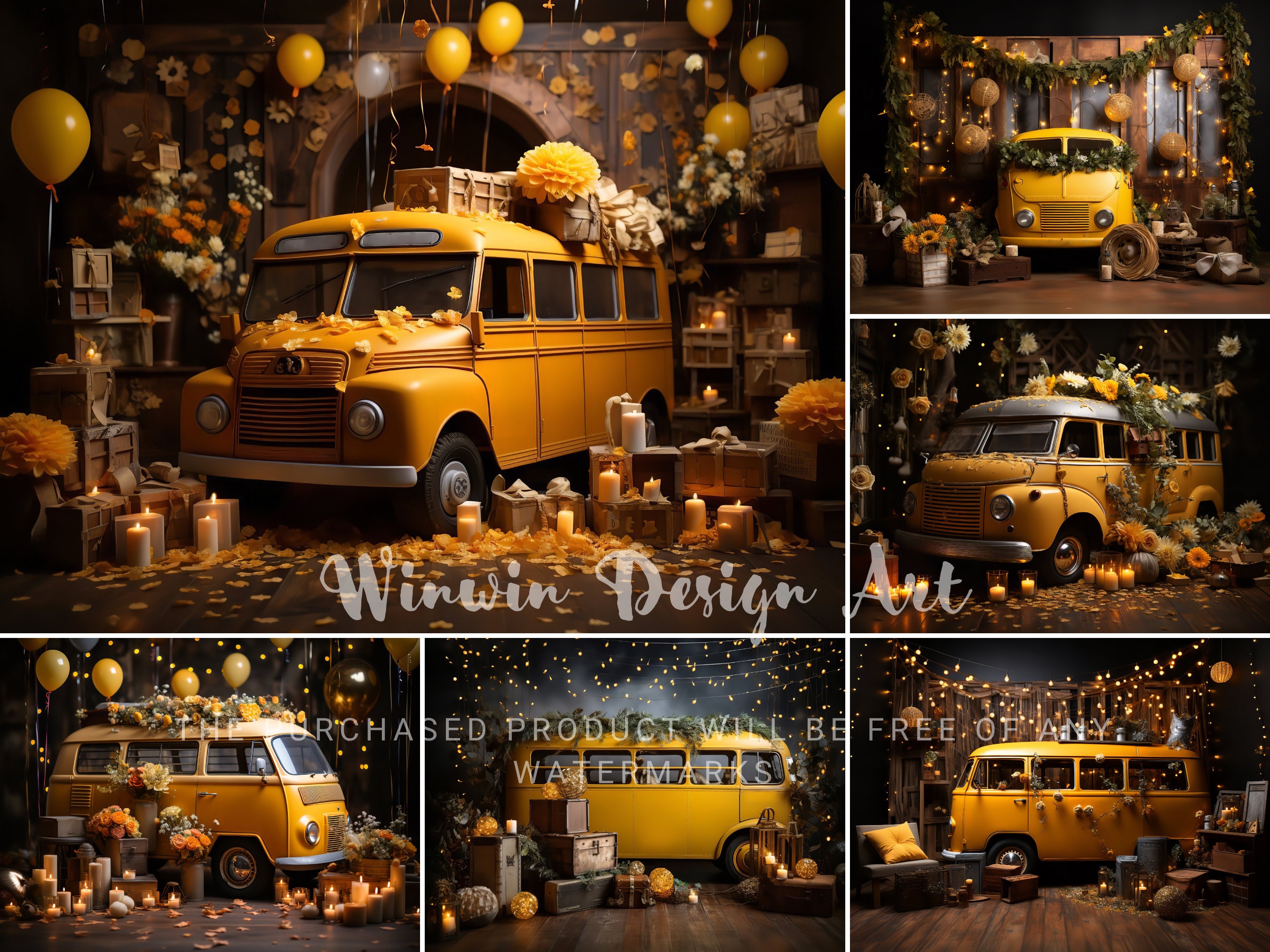 Yellow Bus Digital Cake Smash Backdrop Wheels on the Bus Backdrop Baby ...