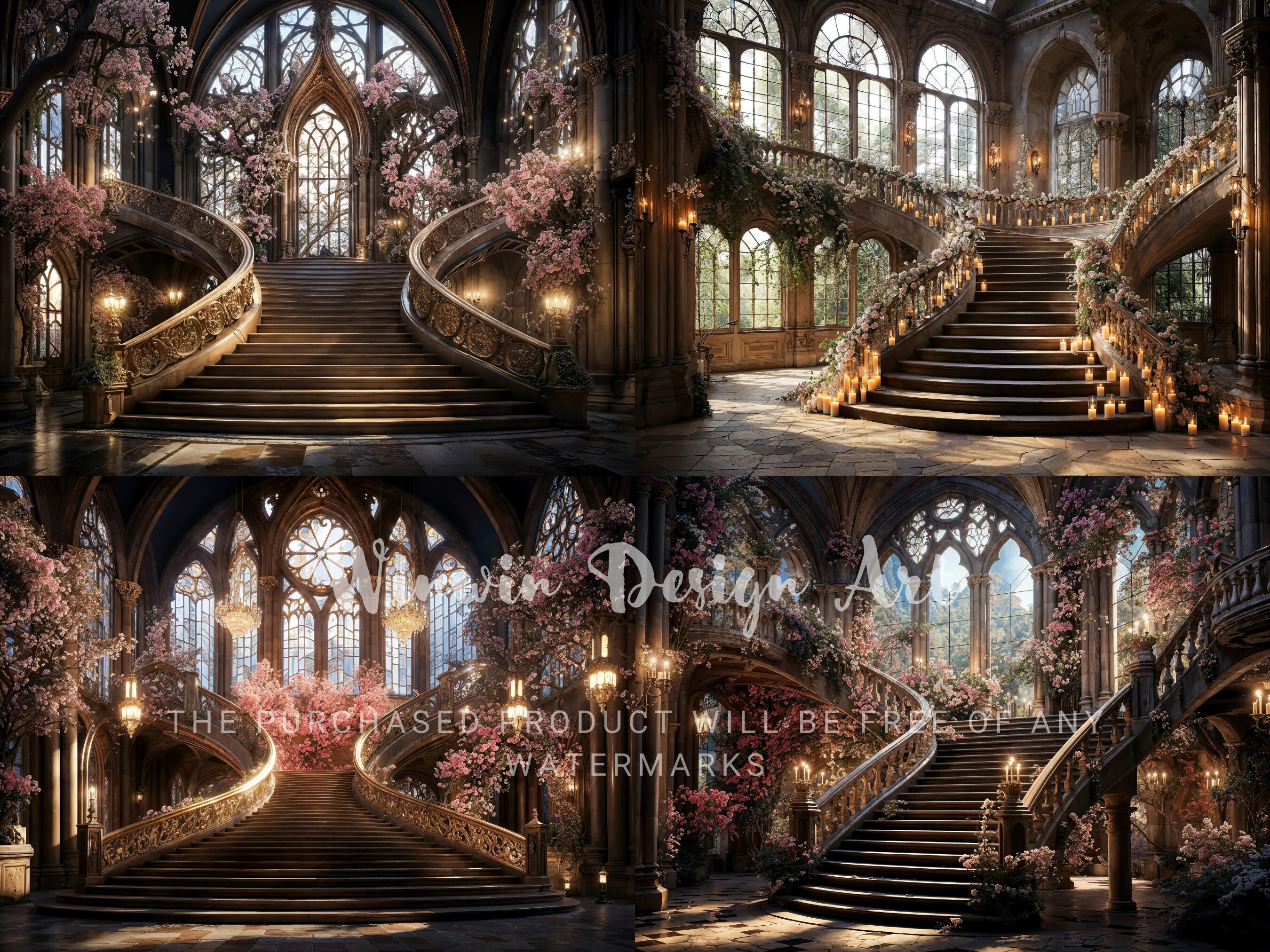 Fairy Tale Castle Staircase Digital Backdrop Grand Staircase Digital ...