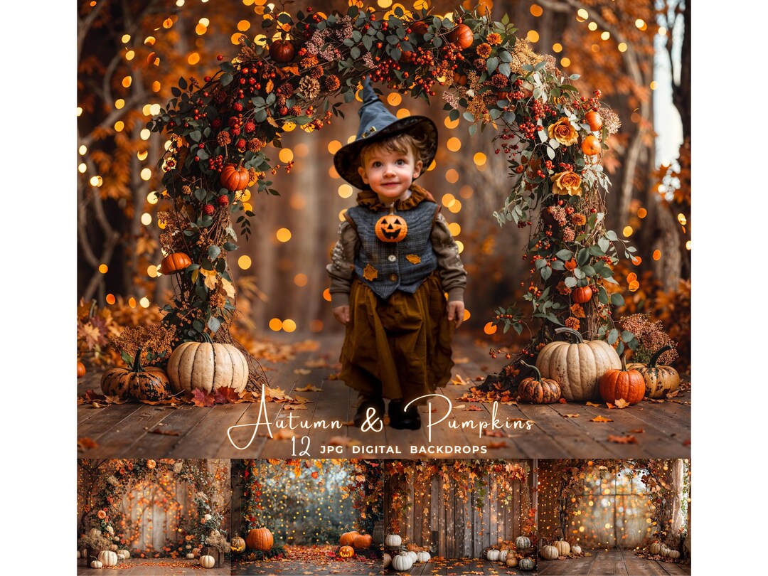 Digital Photography Backdrop Autumn Falls – Pumpkins Cake Smash ...