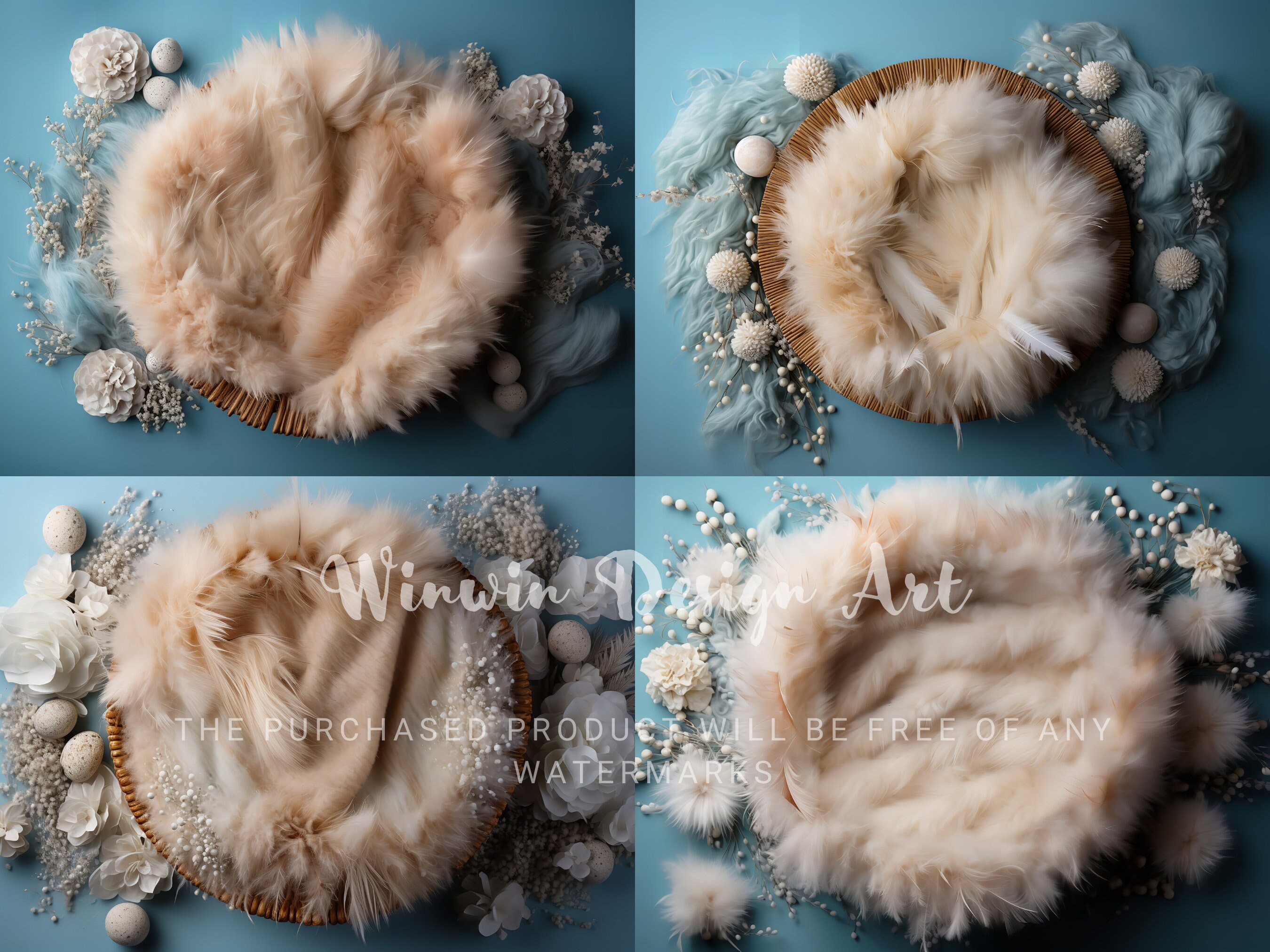 Newborn Digital Photography Backdrop Sea Blue Crib Photography ...