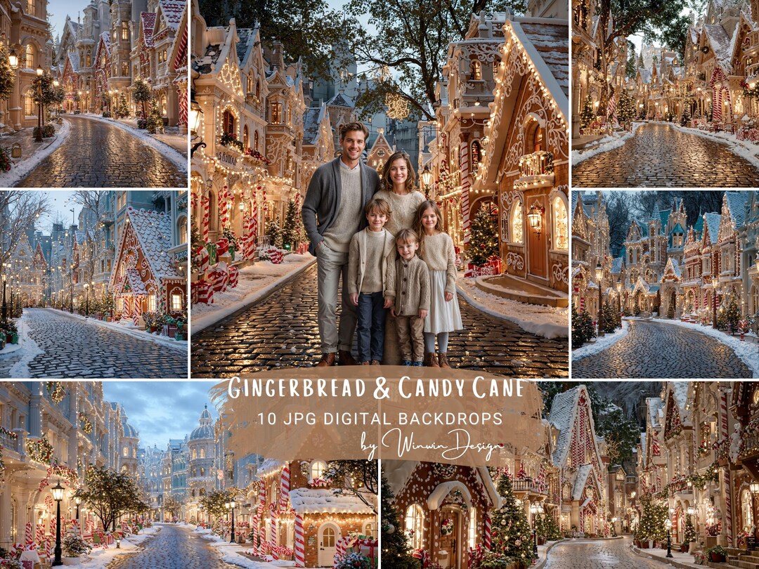 Christmas Digital Backdrop – Gingerbread and Candy Cane World ...