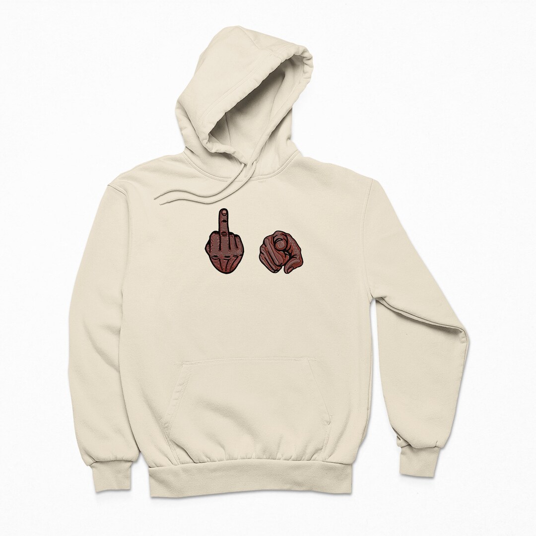 Black Middle Finger You, Embroidered Hoodie - Etsy