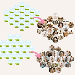 Picture Collage Frames Hexagon Honeycomb Templates Canva, Honey Comb ...