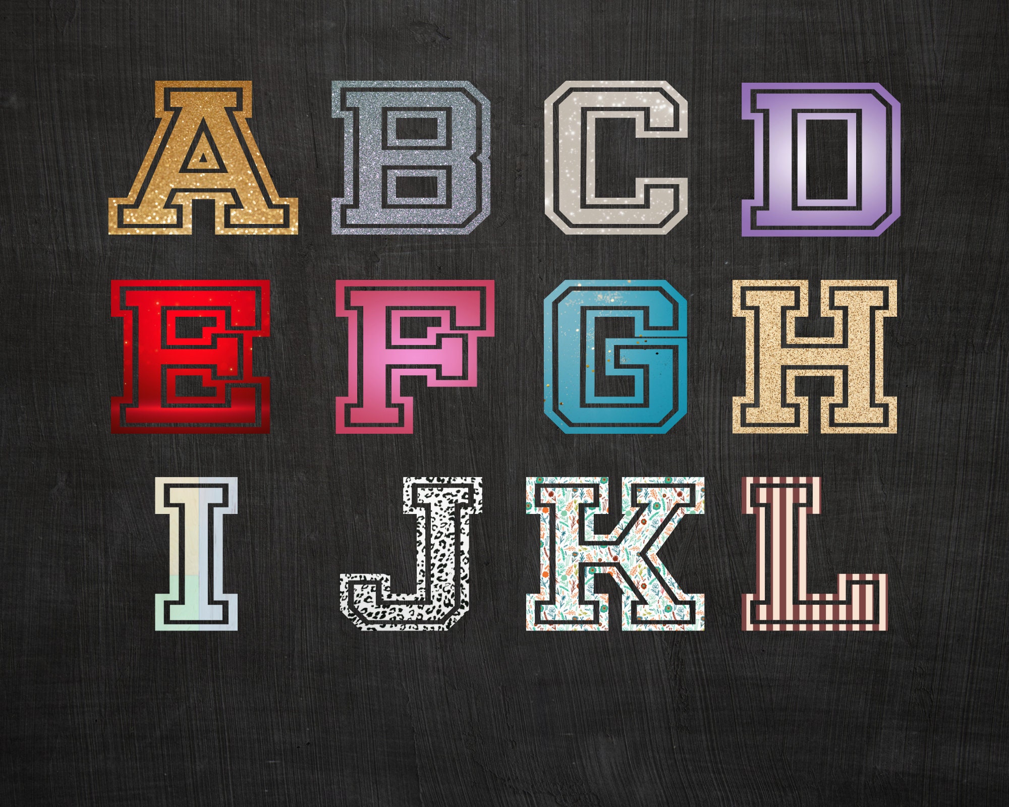 Varsity Canva Letters Font Alphabet Frames Varsity College Custom ...