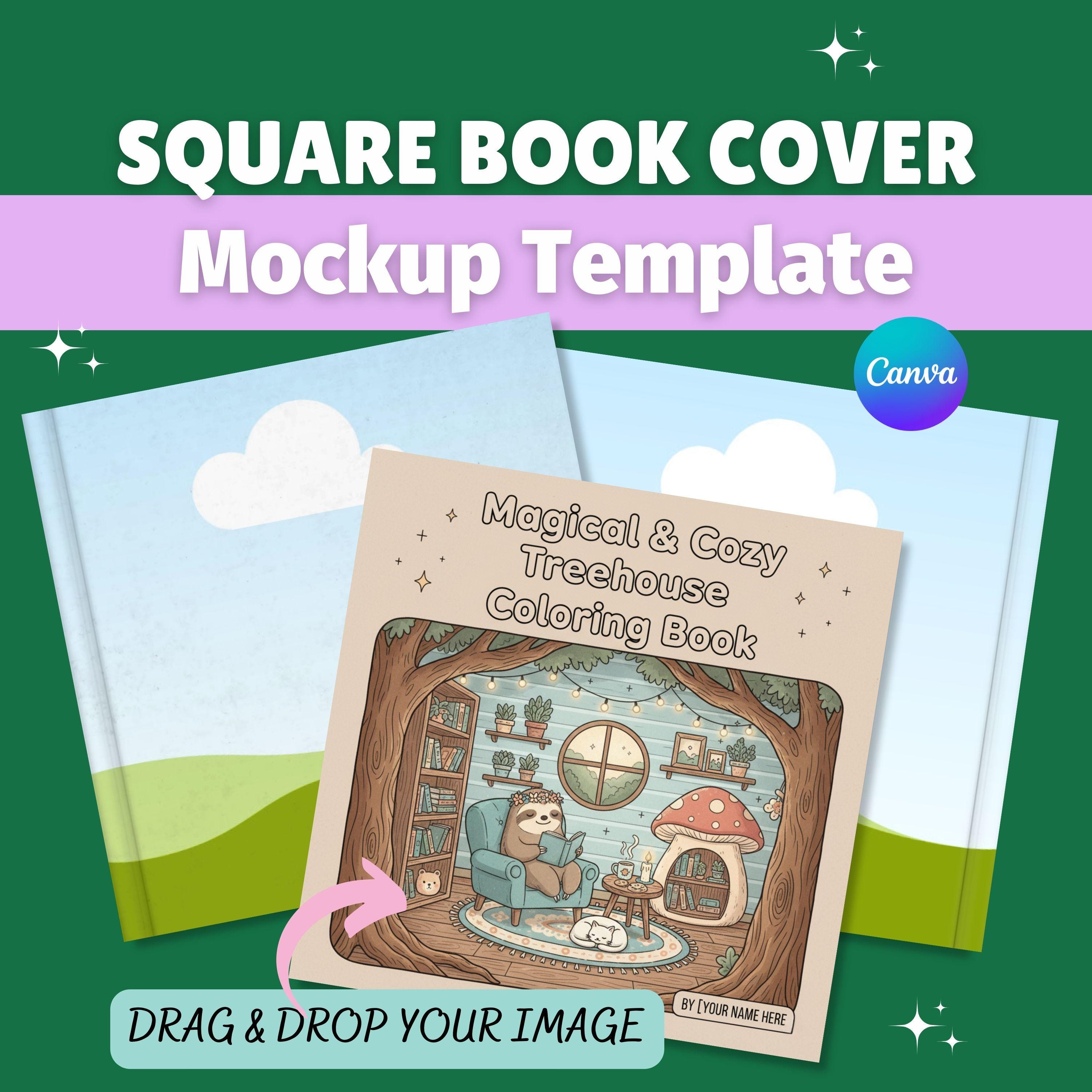 Square Book Cover Mockups Template, E-book, Square Cover, Coloring Book ...