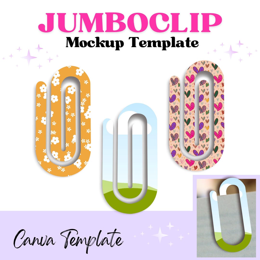 Jumbo Paperclip Mockup Canva Template, Stationary Mockup, Paper Clip ...