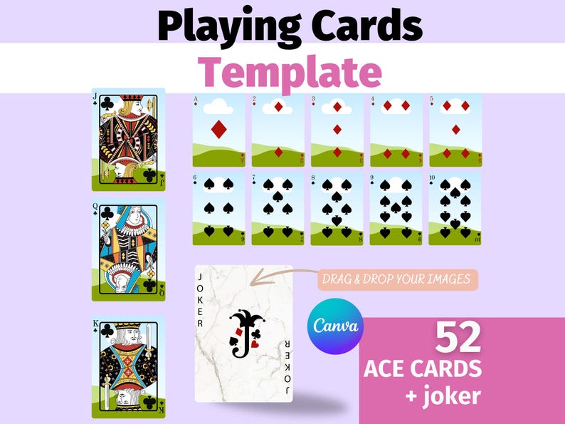 Playing Cards Template, Poker Cards Mockup, Custom Cards Ace Blank ...