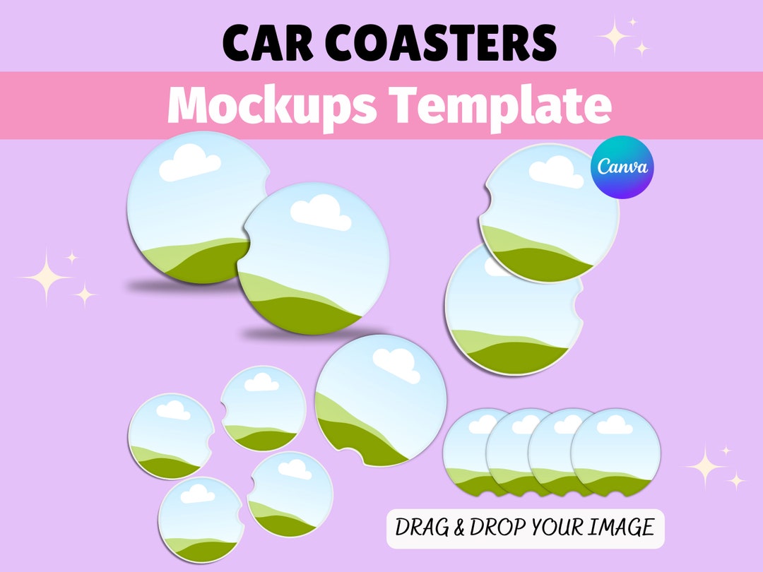 Coaster Template, Car Coaster Printify, Canva, Digital Mockup ...