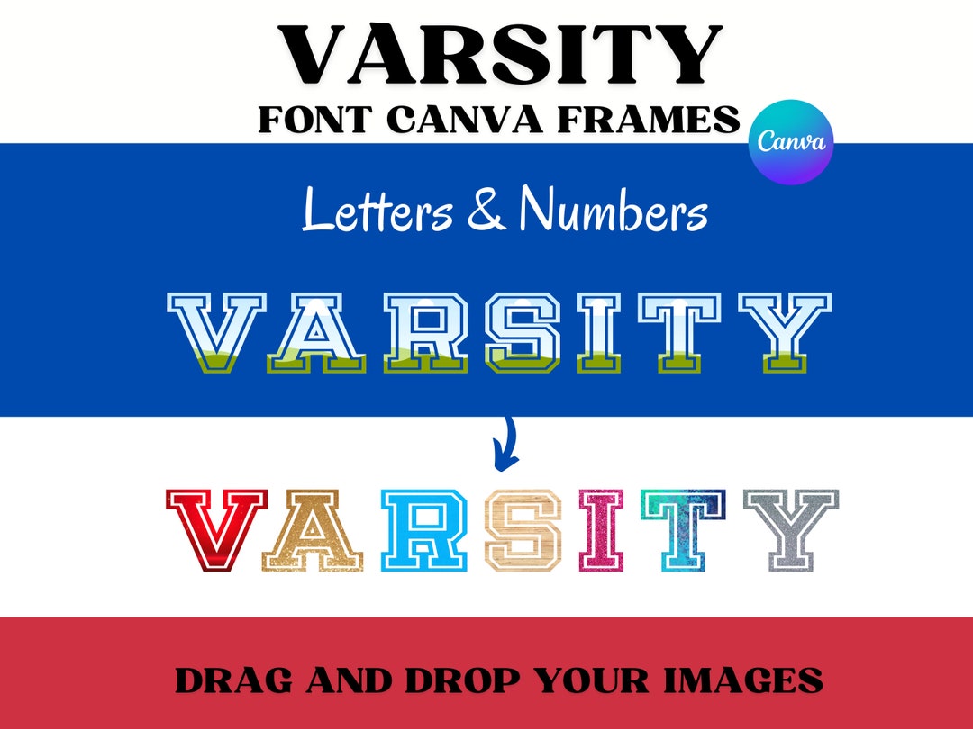 Varsity Canva Letters Font Alphabet Frames Varsity College Custom ...