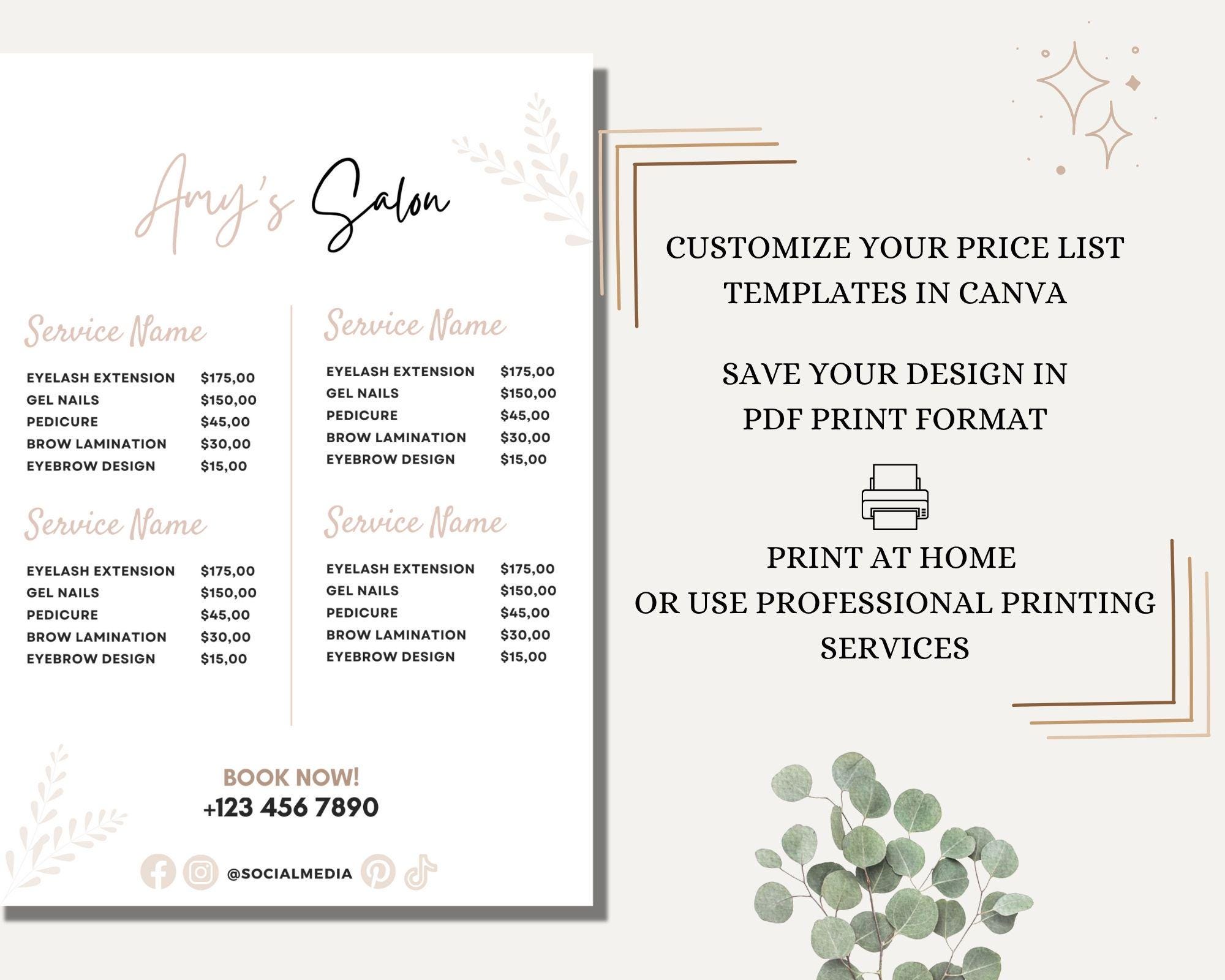 Editable Price Lists Canva Template, DIY Price List, Printable ...