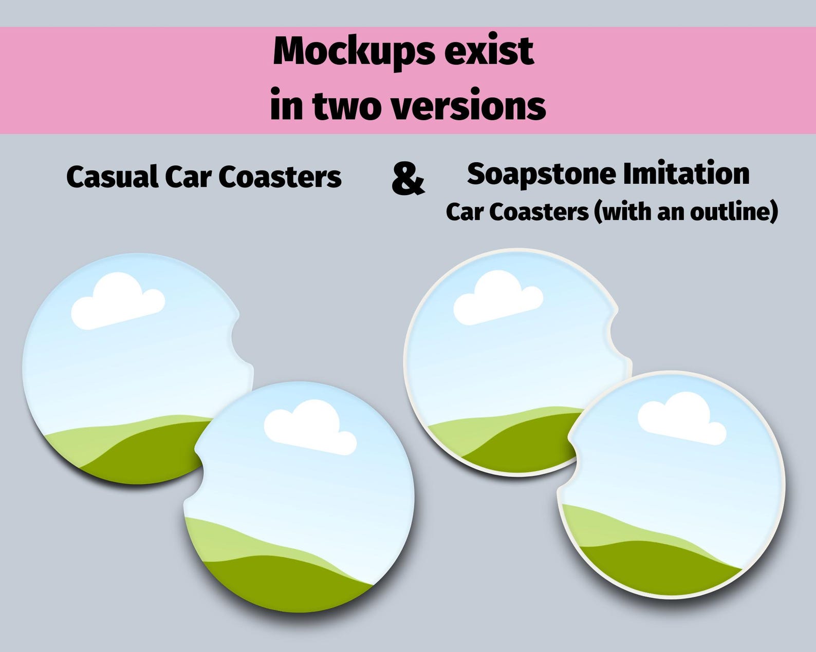 Coaster Template, Car Coaster Printify, Canva, Digital Mockup ...