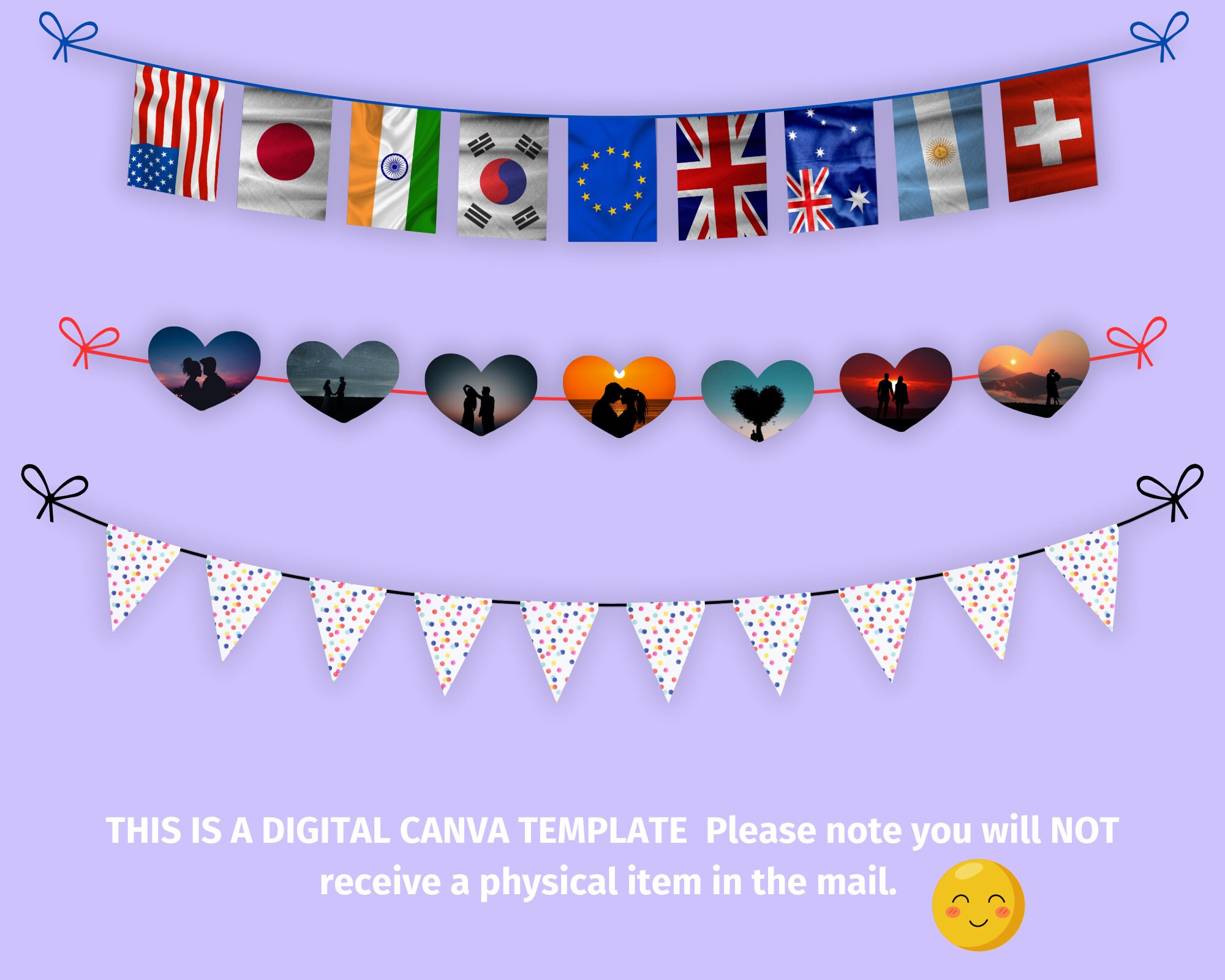 Bunting Canva, Garland Canva Frame Template, Bunting Sublimation, Drag ...