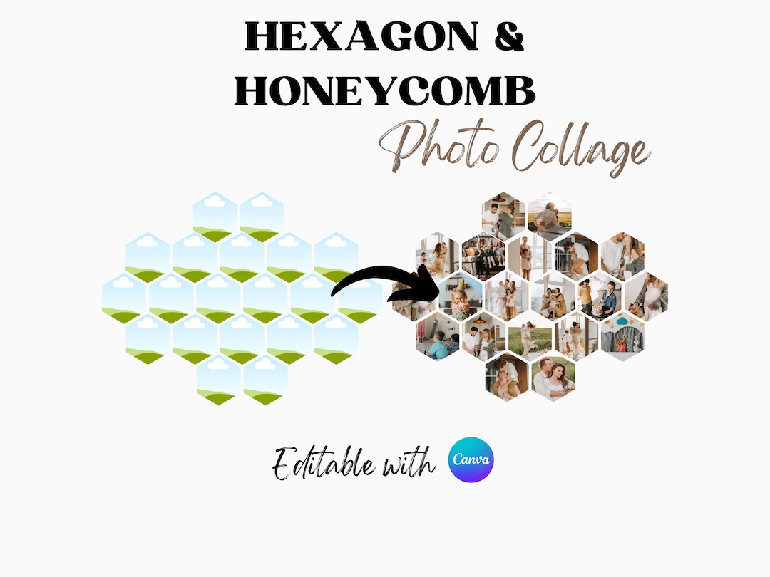 Picture Collage Frames Hexagon Honeycomb Templates Canva, Honey Comb ...