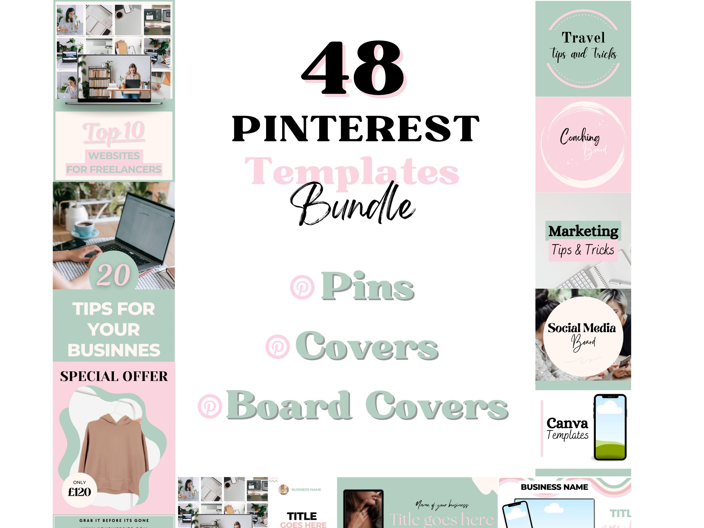 48 Pinterest Templates Bundle Editable in Canva. Pinterest Pins ...