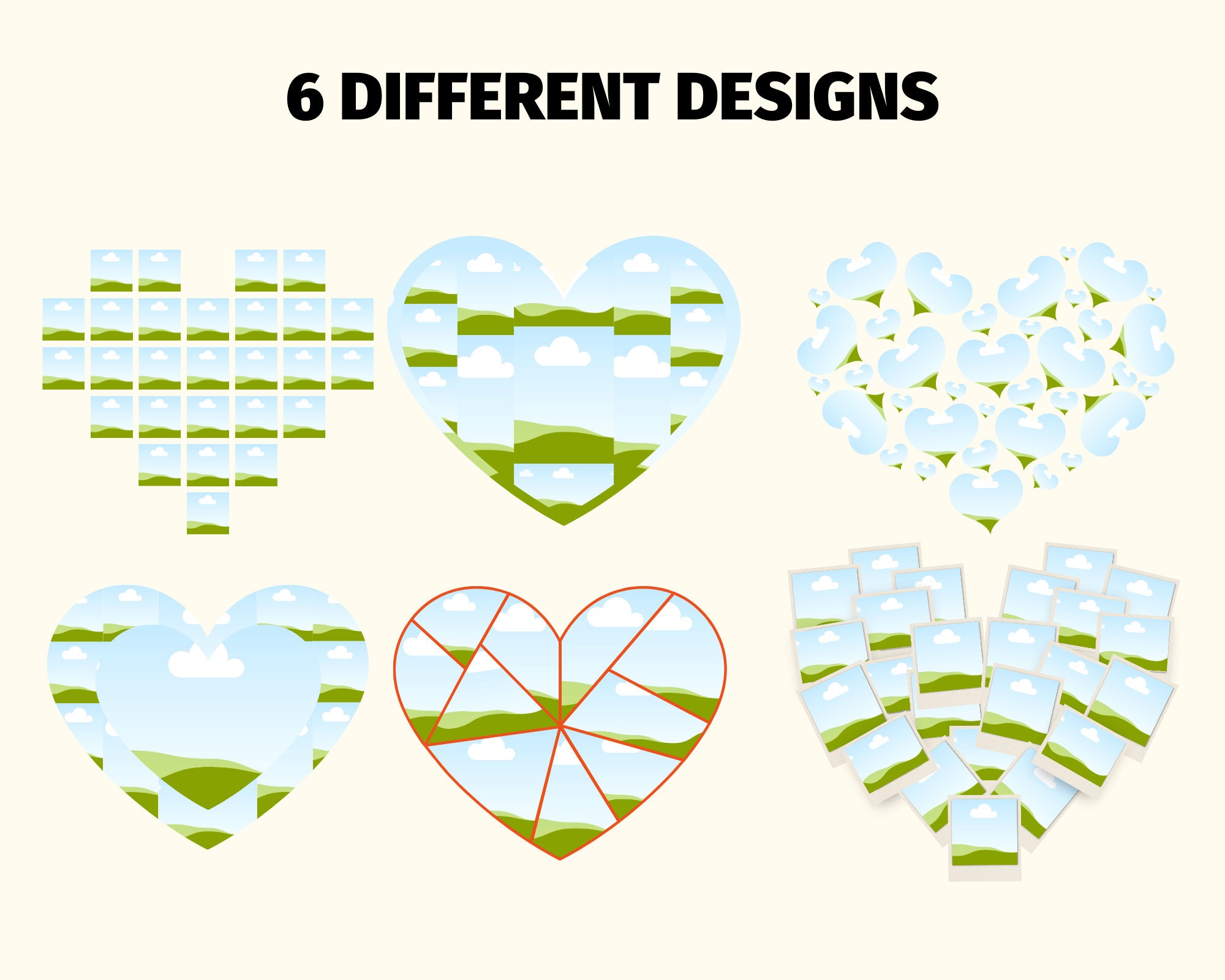 Heart Canva Frames, Photo Collage Heart Frames, Photography Heart ...