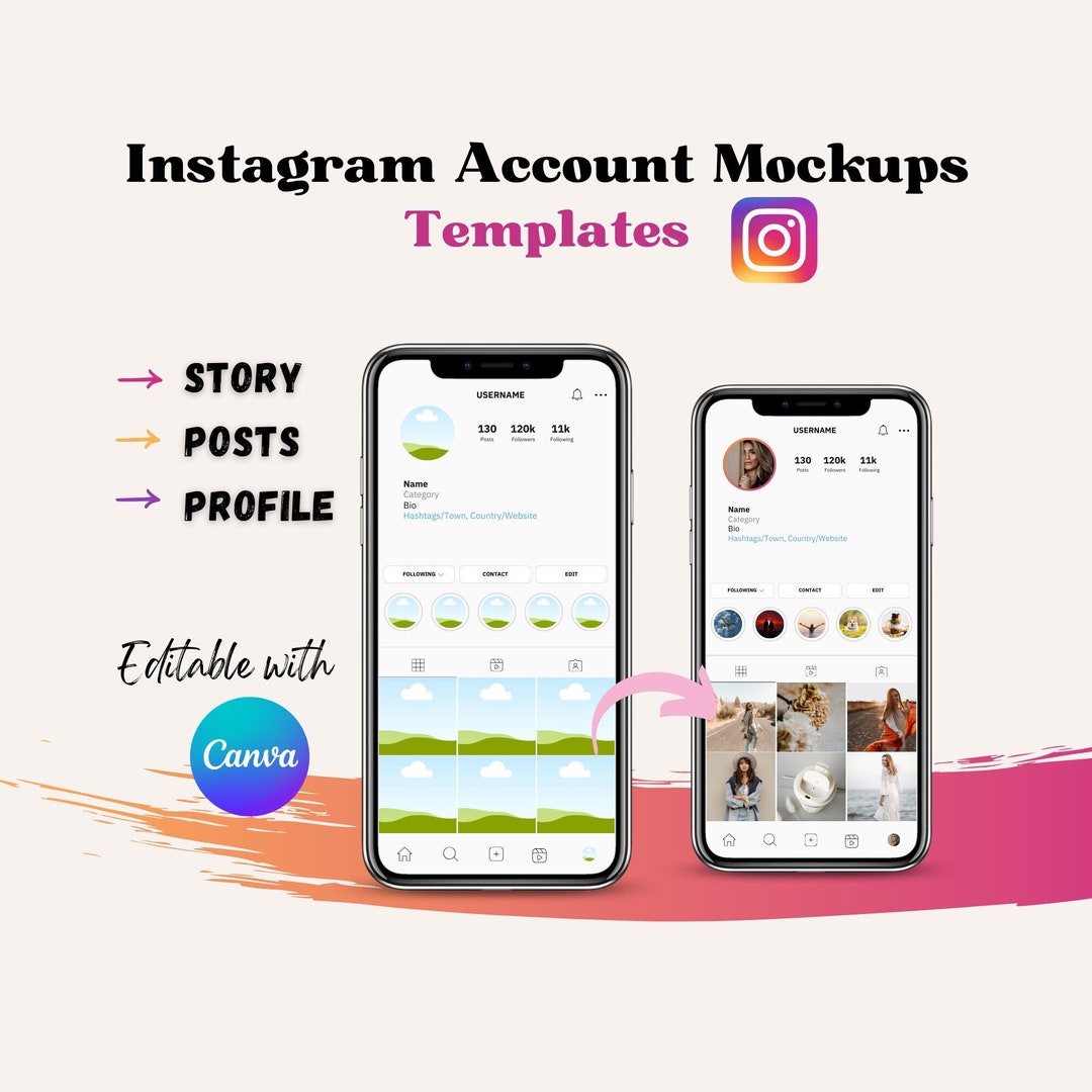 Instagram Post Story Mockup Template Bundle | Instagram Feed Account ...