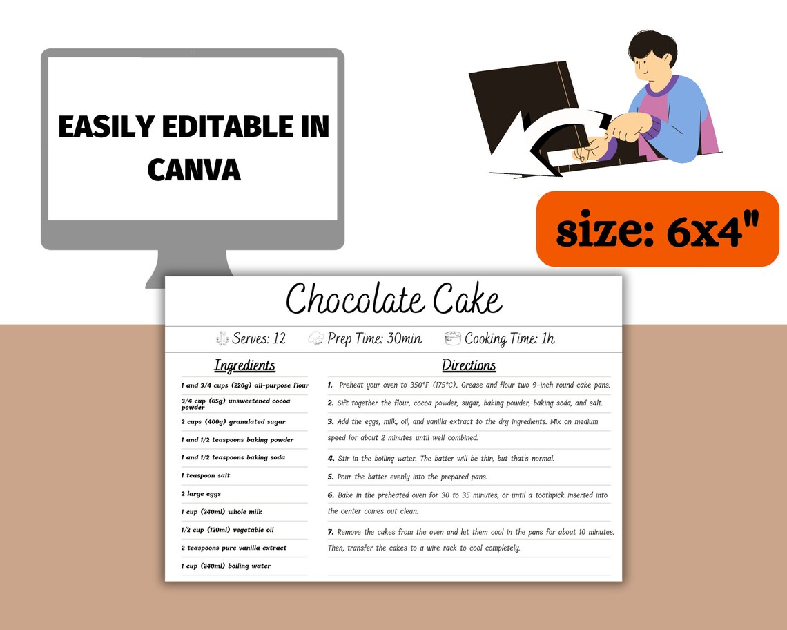 Editable Recipe Card Printable 6x4 Recipe Template Canva - Etsy