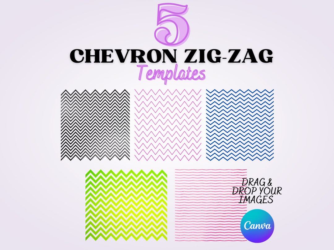 Chevron Canva, Zig Zag Canva Elements, Frame Stripes, Digital, Chevron ...
