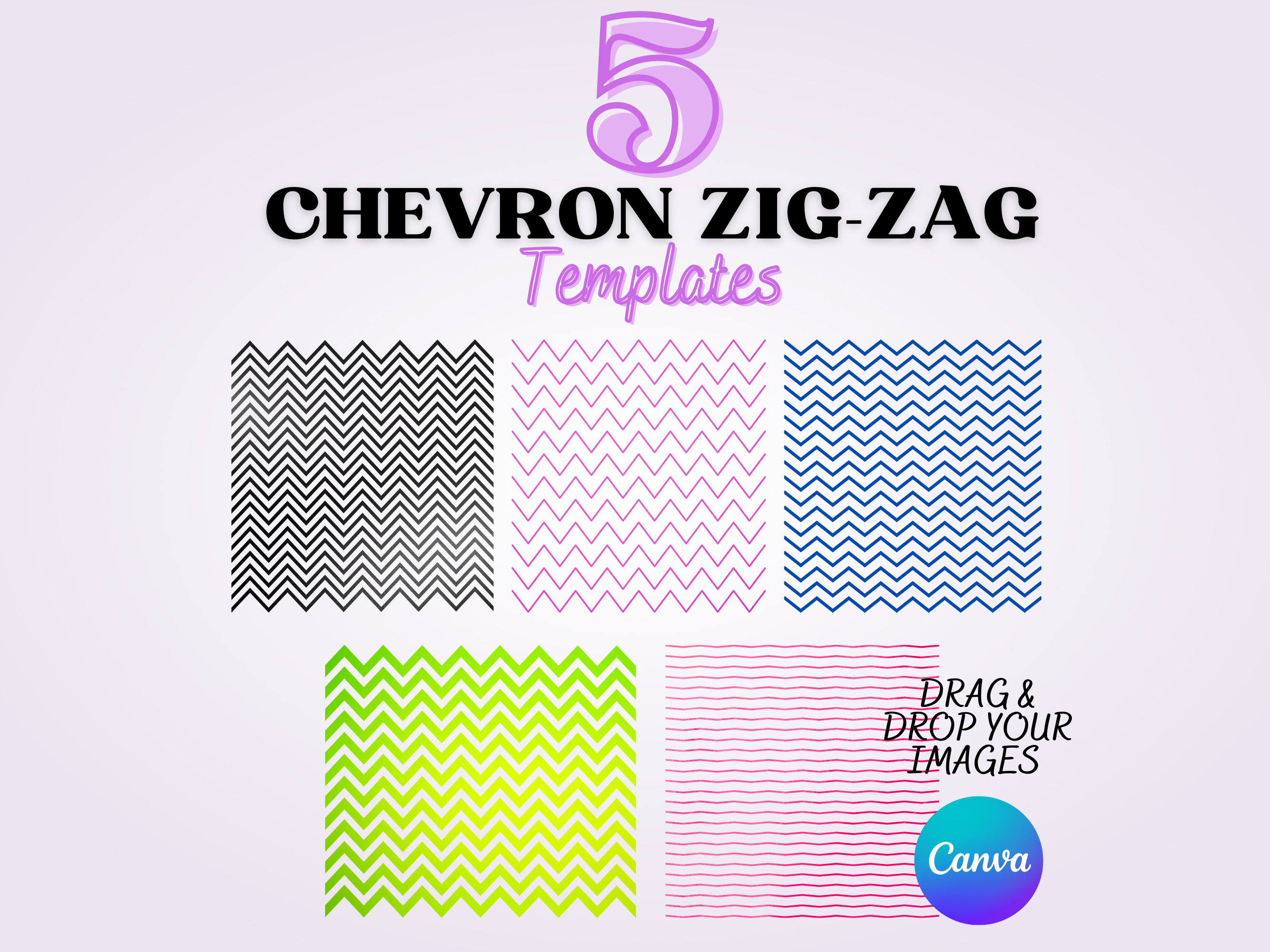 Chevron Canva, Zig Zag Canva Elements, Frame Stripes, Digital, Chevron ...