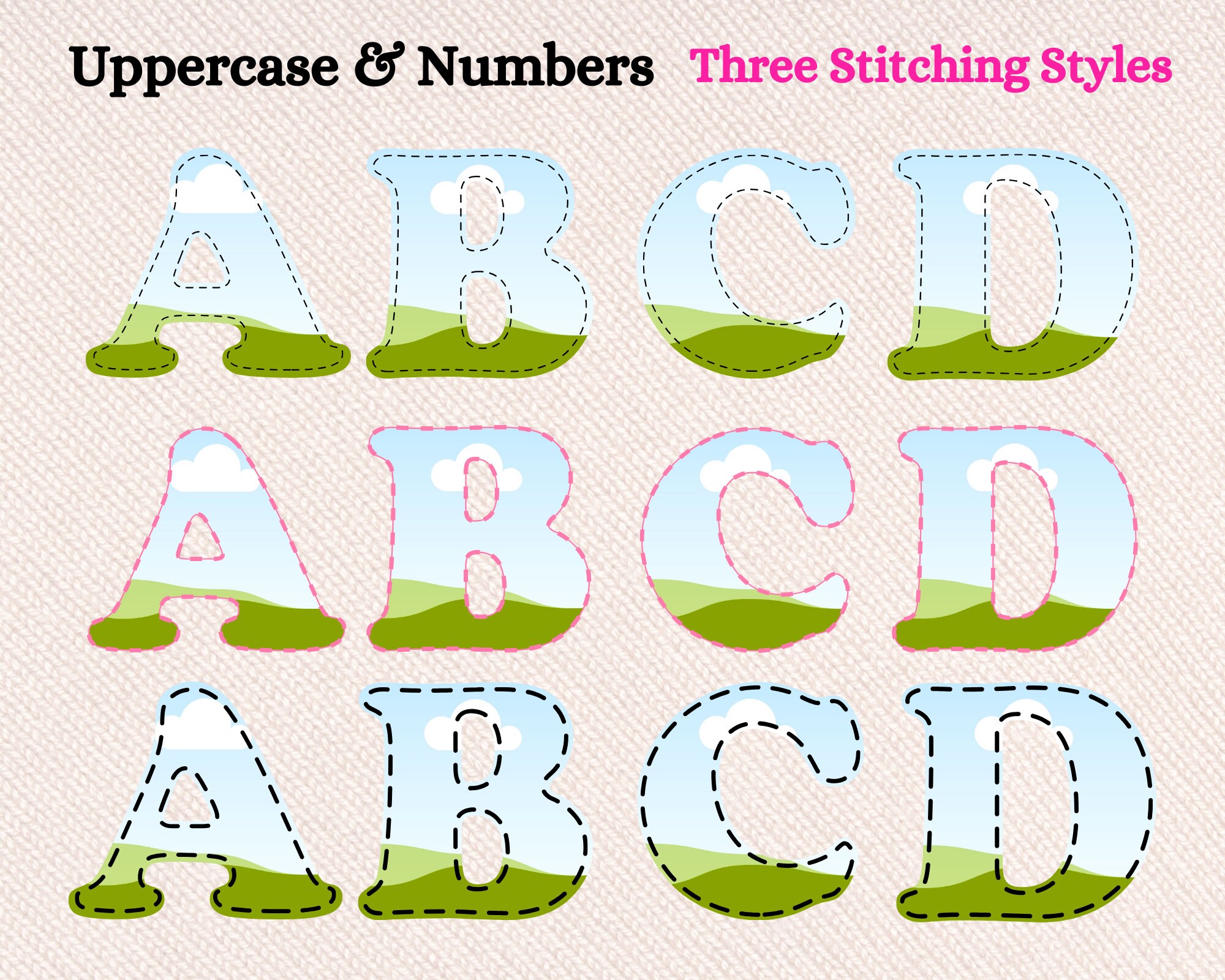 Canva Letter Alphabet Photo Frames Stitched, Embroidery Letters,letters ...