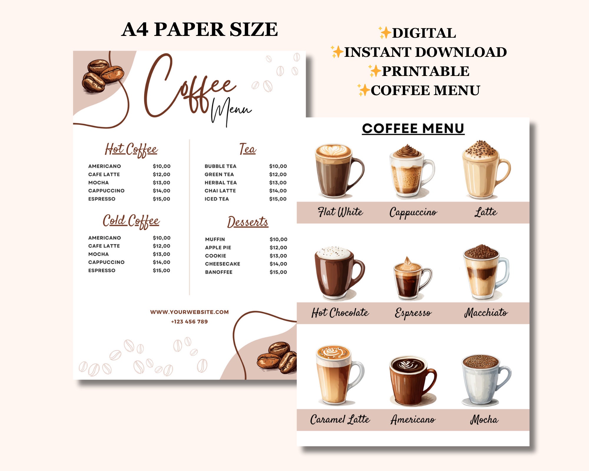 Coffee Menu, Coffee Shop Menu, Template, Cafe Menu, Price List ...