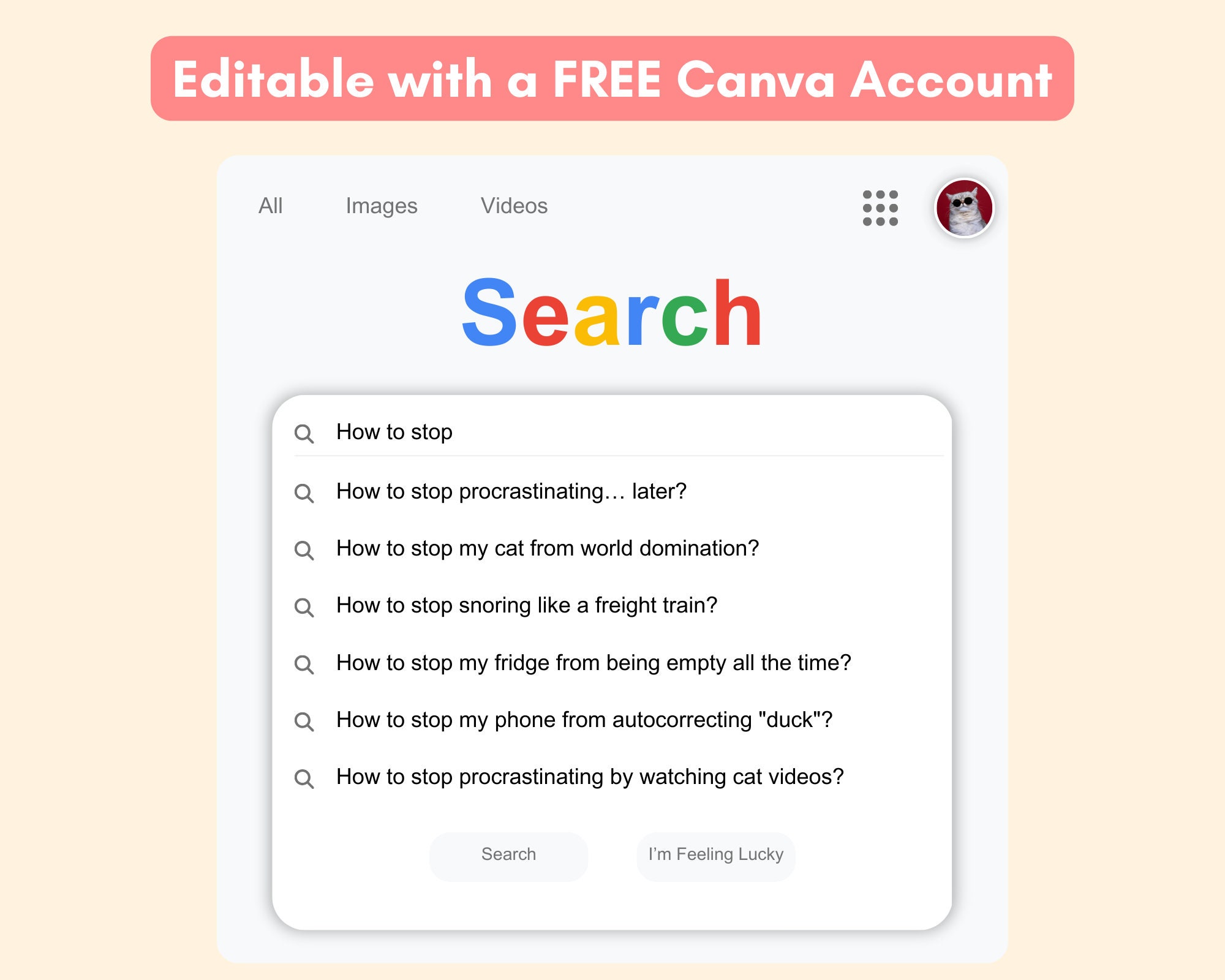 Google Search Template Search Engine, Canva Template, Browser Digital ...